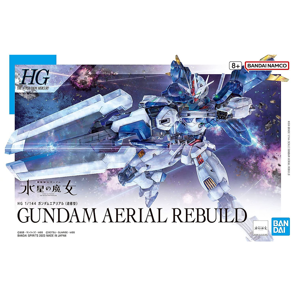 Bandai Hobby - Mobile Suit Gundam: The Witch from Mercury - #19 Gundam Aerial Rebuild, Bandai Spirits HG 1/144 Model Kit,Blue