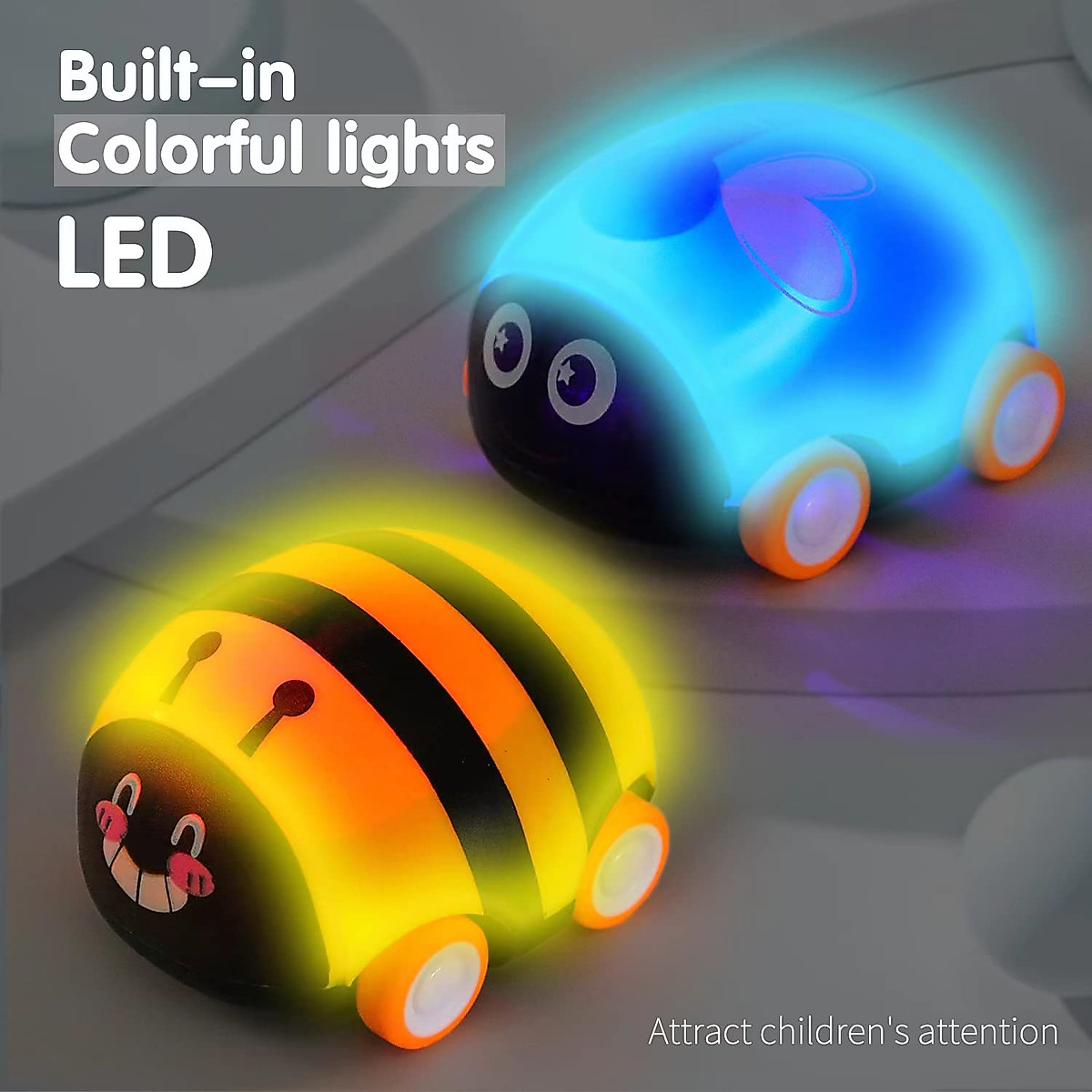 DAZHONG Toys Cars Set Light Up Friction Powered Vehicle Play Push and Go Back and Forth Car Toys Party Fillers for 3+ Years Old Toddlers Kids Boys Girls Party Gifts