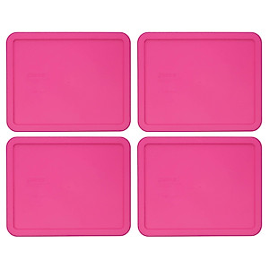Pyrex 7212-PC Pink Plastic Rectangle Replacement Storage Lid, Made in USA - 4 Pack