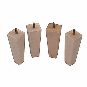 WEICHUAN Tapered Solid Beech Wood Replacement Sofa Couch Chair Ottoman Loveseat Coffee Table Cabinet Wood Furniture Feet Furniture Wood Legs(4.5" Set of 4)