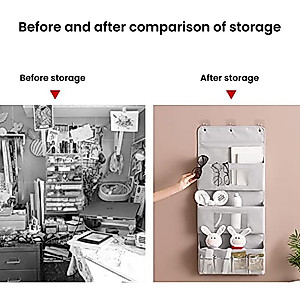 1 Pack Over the Door Organizer, heylad 35.2lbs Load Closet Door Organizer Hanging, Swing-proof Diaper Organizer Storage with 4 Big Pockets 4 Side Mesh Pockets for Nursery Newborn Baby Essentials Stuff