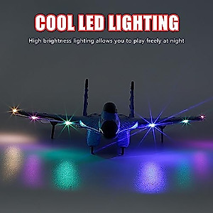Bylesary Rc Airplane 2.4ghz Adults Kids with Controller Airliner Toy, with Light Foam Emulate Model Fighter, Easy Flying Anti-Crash Remote Control Aircraft Toys