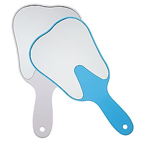 Healeved 2pcs Tooth Shaped Mirror Portable Vanity Mirror Glass Mirror Mirror Handheld Handle Mirror Handheld Makeup Mirror Clinics Supply PVC for Women Accessories Portable Mirror