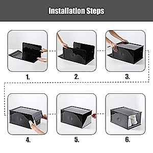 Clemate Shoe Storage Box,Set of 8,Shoe Box Clear Plastic Stackable,Drop Front Shoe Box with Lids,Shoe Organizer and Shoe Containers For Men/Women,Easy Assembly,Fit up to US Size12