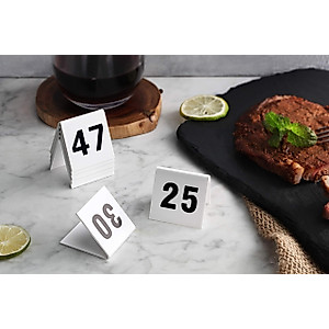 New Star Foodservice 26757 Double Sided Plastic Table Numbers, 1-25, Acrylic, White, 1.7" x 2"