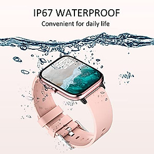 Smart Watch for Women(Call Receive/Dial), Smartwatch for Android Phones and iPhone Compatible, Fitness Tracker 1.69" Full Touch Color Screen IP67 Waterproof with Heart Rate Monitor Sleep Tracker, Pink