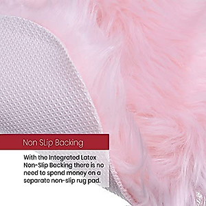 Silky Soft Faux Fur Rug, 2.5 ft. x 3 ft. Pink Heart Fluffy Rug, Sheepskin Area Rug, Shaggy Rug for Living Room, Bedroom, Kid's Room, or Nursery, Home Décor Accent, Machine Washable, Non-Slip Backing