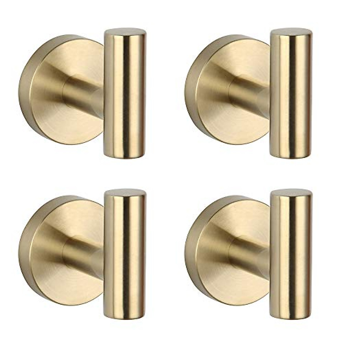 GERZWY SUS 304 Stainless Steel Bath Coat Hook Towel/Robe Clothes Hook for Bathroom Kitchen Modern Hotel Style Wall Mounted Brushed PVD Zirconium Gold 4 Pack