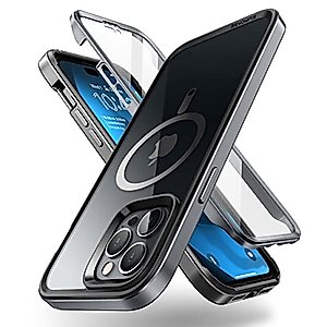 SUPCASE Unicorn Beetle EdgeMag Case for iPhone 14 Pro 6.1", Compatible with MagSafe Slim Frame Clear Protective Case with Built-in Screen Protector (Black)
