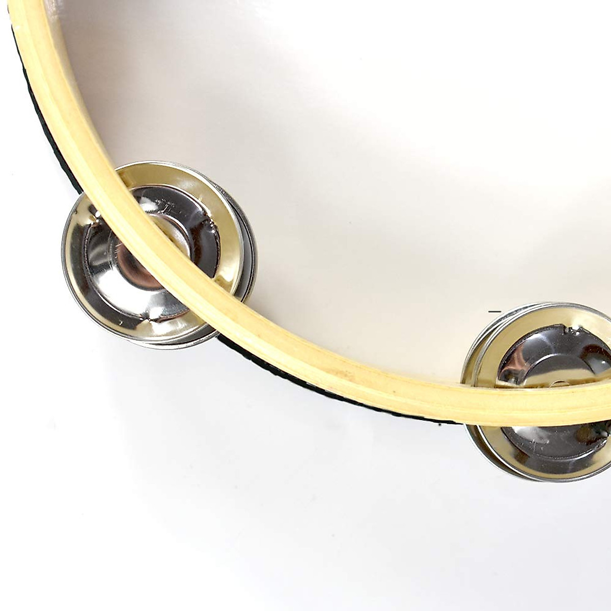 ENNBOM Tambourine Hand Bell Double Row Jingles Music Persuccion Church (8 Inch, Dove)