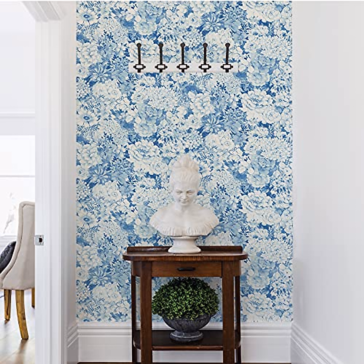 NuWallpaper NUS3833 Indigo Empress Garden Peel & Stick Wallpaper, Blue