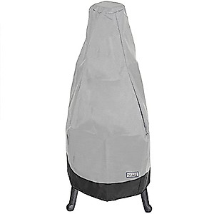 NEH Outdoor Patio Chiminea Cover - 25" Diameter x 65" Height - Breathable Material, Sunray Protected, and Weather Resistant Storage Cover, Gray with Black Hem