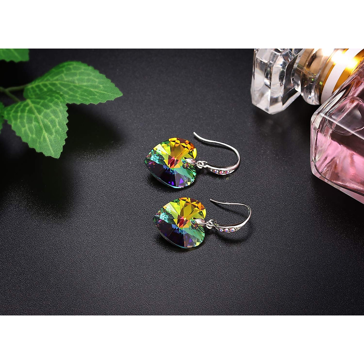 Women's Heart Crystals Earrings Drop Dangle Fish Hook Earrings for Birthday Anniversary Christmas Mother's Day Valentine's Day, Gifts for Her