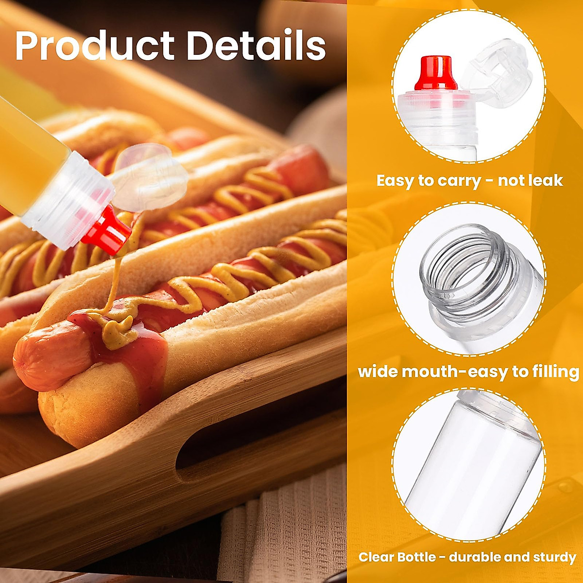 RAYNAG 8 Pack Honey Bottles Reusable Plastic Squeeze Bottle with Flip Lids Condiment Dispenser For Ketchup Salad Sauce Honey Tomato Mustard Dressing Cooking Oils for Bento BBQ Camping Travel, 3Oz