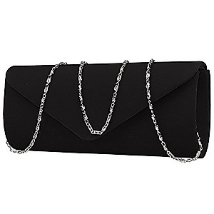 Women Evening Bag Clutch Purse,lovyoCoCo Handbag With Detachable Chain Strap for Wedding Cocktail Party Velvet Solid Color (Black)