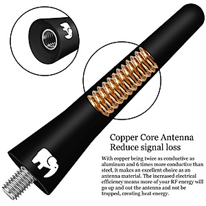 ONE250 2.5" inch Short Rubber Antenna, Compatible with Honda - CR-V (2001-2016), Element (2003-2024), Fit (2001-2023), Jazz (2001-2021), Insight - Designed for Optimized FM/AM Reception (Black)