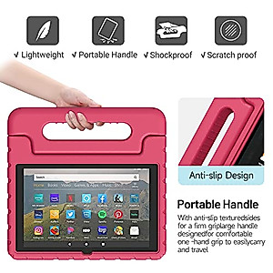 Simpleway Kids Case for Fire HD 8 Tablet 10th Generation 2020 Release, Fire HD 8 and HD 8 Plus Tablet Case for Kids,Shockproof Lightweight Rotating Foldable Handle Stand Holder Tablet Case Cover