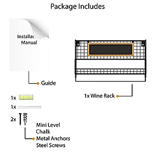 Wall35 Cork Wine Rack Wall Mounted, Wall Wine Bottle Holder with Wine Glass Rack, Wall Mount Wine Holder with Wine Cork Holder, Wall Wine Rack for Wine Bottles and Wine Glass Storage, Black, Metal