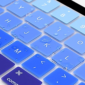 ProElife Blue Gradient Keyboard Cover Ultra Thin Keyboard Protector Skin for MacBook Pro with Touch Bar 13-inch 15-inch (Model A2159, A1989, A1990, A1706, A1707) (2019 2018 2017 2016) (Ombre Blue)
