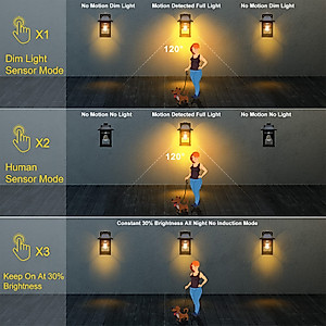 UOOIUMOY 2 Pack Solar Powered Wall Lantern Lights with 3 Lighting Modes, LED Dusk to Dawn Solar Sconce Outdoor Wall Mount, Motion Sensor Front Porch Lights Fixtures Waterproof for Patio Garage