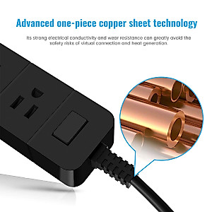 Travel Power Strip, with 3 USB Ports, 5 Ft Extension Cord and 2 Outlet Charging Station Household Office Market US Plug 90V-250V 30KW