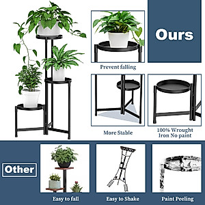 MOKANI Metal Plant Stands Indoor Clearance, 3-Tier Plant Stands Indoor Outdoor, Corner Plant Stand Multiple Flower Pot Holder for Living Room Patio Garden Balcony