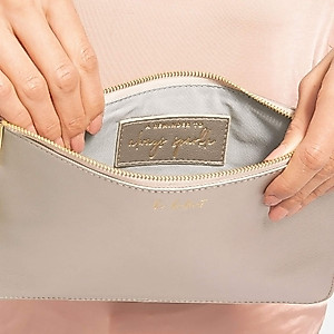 KATIE LOXTON Be Brilliant Womens Vegan Leather Secret Message Pouch Clutch Metallic Champagne