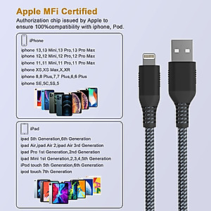 iPhone Charger 26FT/8M [Apple MFi Certified] Lightning Cable Extra Long iPhone Charging Cord Nylon Braided Apple Fast Charger Cable 2.4A for iPhone 13 12 11 Pro X XS Max XR/8 Plus/7 Plus/6/6s Plus/5s