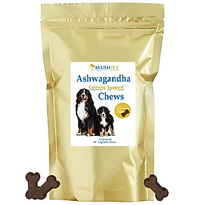 Ayush Pet Ashwagandha Calming Support Chews, Ayurvedic Calming Supplement for Dogs and Cats, Ashwagandha Herbal Supplement, 30 Chews