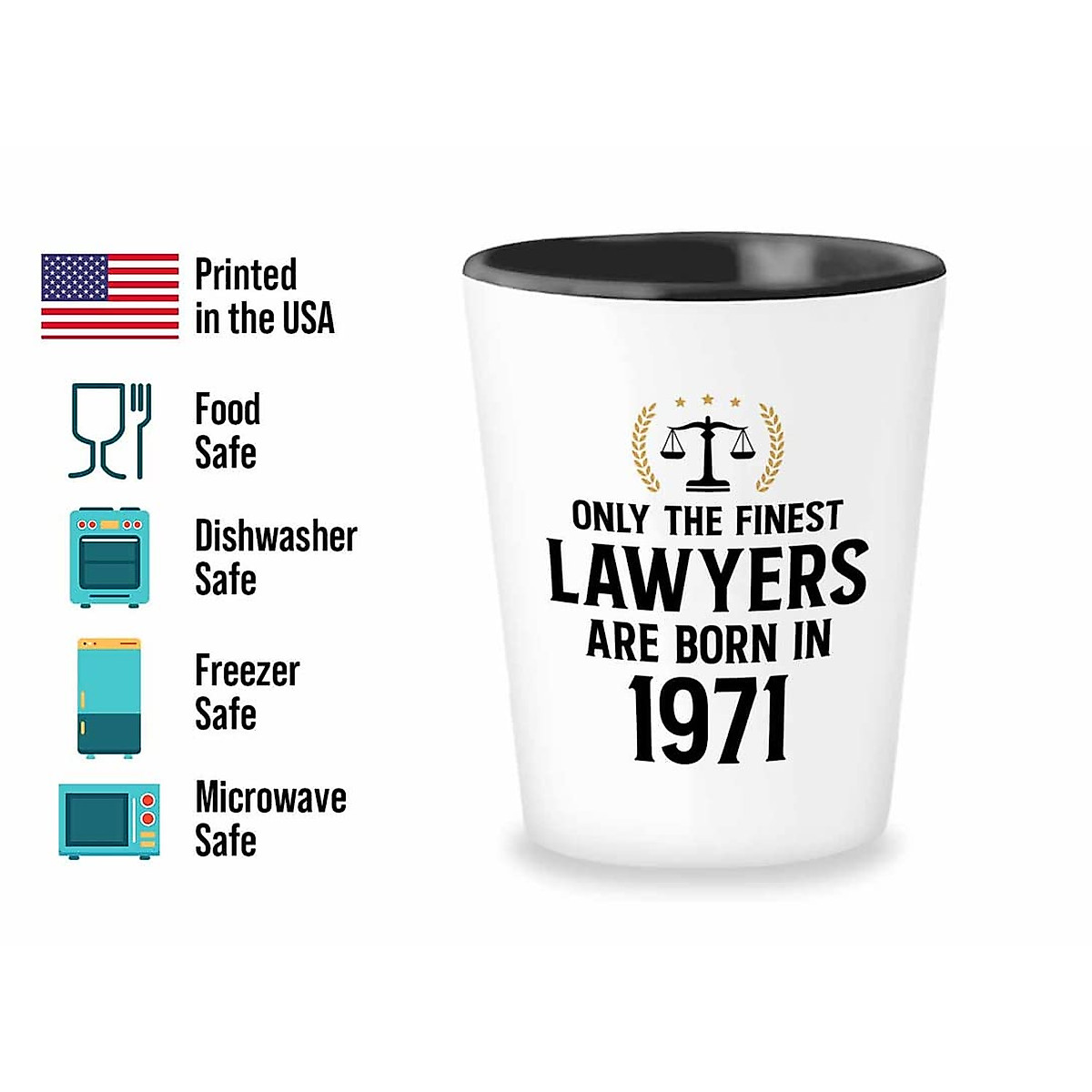 Lawyer Shot Glass 1.5oz - lawyers 1971 - Born in 1971 Vintage Birthday Turning 52 Lawyer Gifts for Women Funny