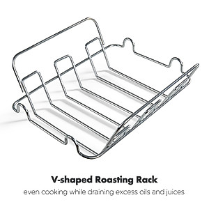 Absorated Roasting Pan with Rack - 17x13.6 Inch Large Turkey Roaster Pan - Double Ply Non-Stick Coated Turkey Pan for Oven - Hold Up to 24 Lbs Chicken, Gray