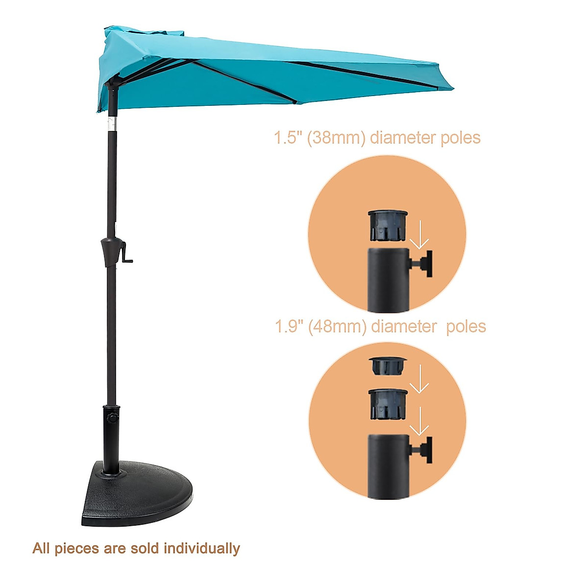 C-Hopetree 20 lb Half Round Heavy Duty Base Stand for Outdoor Patio Market Table Umbrella, Black