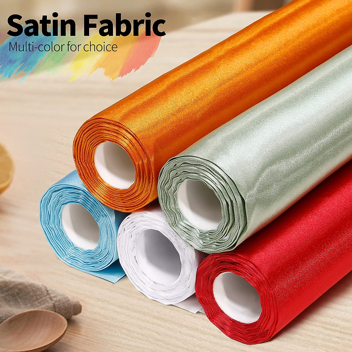 Horbaunal Black Satin Fabric, 60" Wide, 2 Yards, Soft Charmeuse Satin Fabric for DIY Crafts Decorations Costume