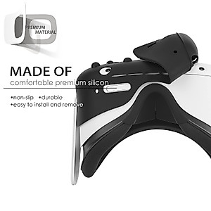 Protective VR Shell for Quest 2 Oculus Accessories Silicone Front Face Protector Cover VR Headset Protective Skin Hood with Thick Bulges Anti Scratch Preventing Collisions Dust Proof (Black)