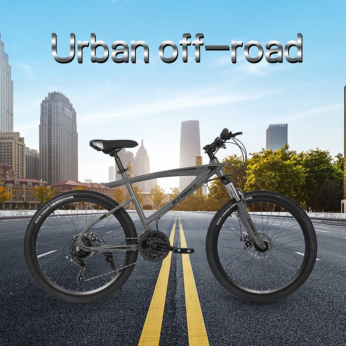 26'' Mountain Bike, 21 Speed Outdoor Snow Beach Bike, Full Suspension Adult Hybrid MTB Racing Bikes for Women Men, Comfort Complete Cruiser Bicycle, Lightweight City Commuter Road Cycling (J)