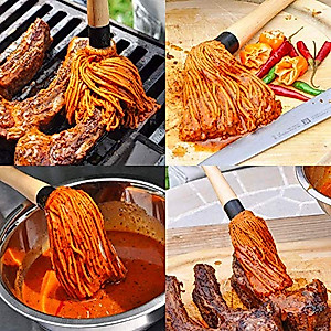 Censmart BBQ Mop Set - Wood 18 Inch Basting Mop and 3 Extra Replacement Head, 304-Stainless Steel BBQ Grill Basting Brush with 100% Natural,Apply Barbecue Sauce, Marinade or Glazing,Dish Mop Style