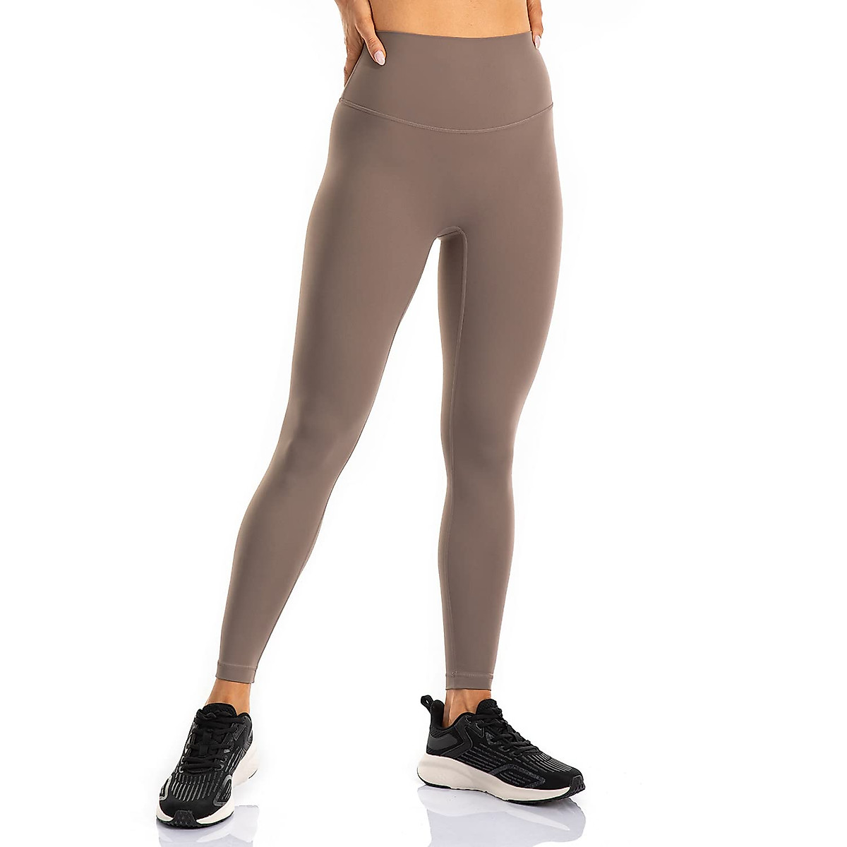 Ukaste Women's Studio Essential High-Rise Yoga Leggings 25" - Soft Stretch Workout Active Tights Pants (Desert Taupe, 4)