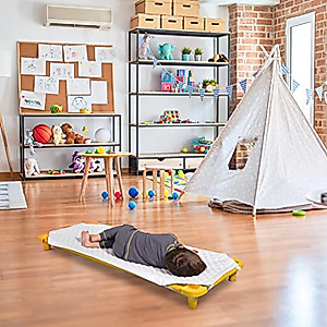 COTMAT Padded Cot Cover & Nap Mat for Daycare & Preschool Cots. Includes Elastic Corner Straps, Name Tag and Extra Padding for Soft Comfortable Naps. Cot Not Included. Washable, White, 51 x 23 Inches.