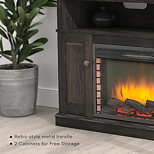 48" Fireplace TV Stand for up to 55" TV, Entertainment Center with 28" Fireplace, Media Console Cabinets Adjustable Shelves, Retro Traditional Style for Living Room