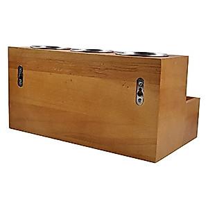 Spiretro Hair Tools Organizer, Hair Blow Dryer Care Styling Straightener, Flat Iron, Curling Wand, Brushes Holder, Caddy Storage for Vanity & Bathroom, Makeup, Wall Mount or Sit on Counter, Wood, Tan