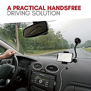 Macally Windshield Phone Mount for Car, Super Strong Suction Cup Phone Holder for Truck - Universal Gooseneck Window Phone Mount for Car, Compatible with iPhone, Samsung, Cell Phone, Android, Mobile