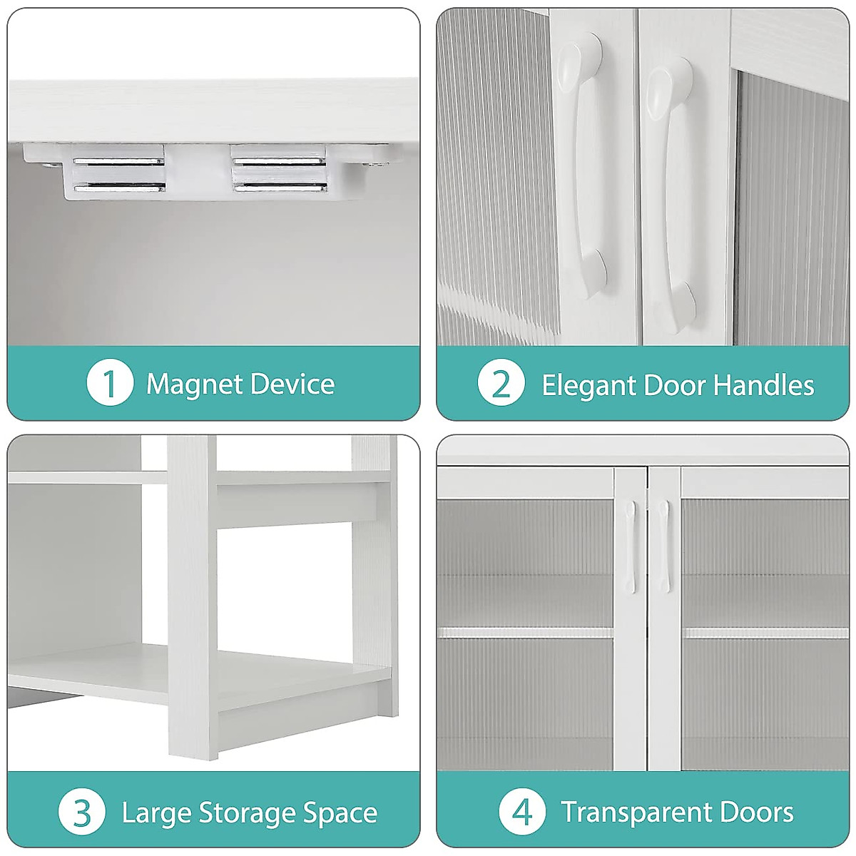 Panana 2 Doors TV Stand Television Stands Cabinet 4 Open Cubby Storage for Living Room for TVs up to 70 Inches (White)