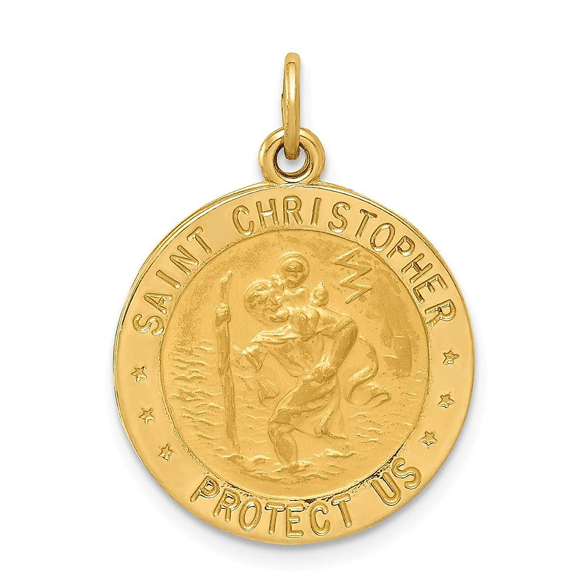 Solid 14k Yellow Gold US Army Saint Christopher Medal Pendant (25mm x 19mm)