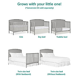 Dream On Me Eden 5-in-1 Convertible Full Panel Crib in Pebble Grey, JPMA Certified, Non-Toxic Finishes, Features 3 Mattress Height Settings, Constructed of Solid Pinewood