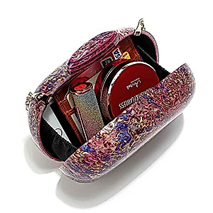 WuYangSto Small Clutch Purses for Women Prom Acrylic Evening Bags with Gold Chain (Purple)