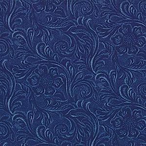 Tooled Leather-Look, Denim Blue, Fabric, 100% Cotton, Western Basics, South Western, Sara Khammash, Moda, 11216-12, by The Yard
