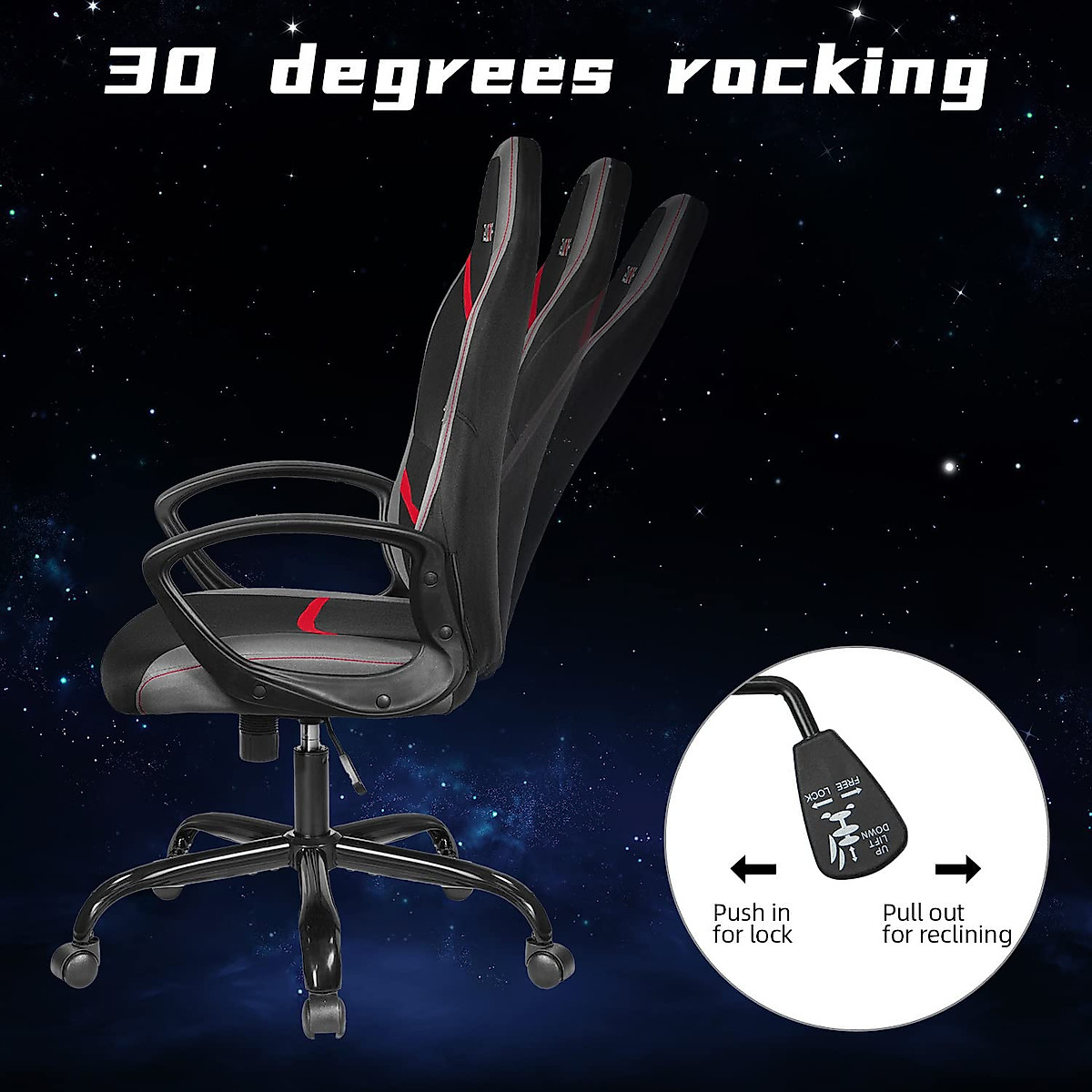 iooHug Computer Gaming Chair Cheap, Ergonomic Racing Chair Headrest with Lumbar Support, Home Office Desk Chair Adjustable Mesh, Video Game Chairs for Teens Red