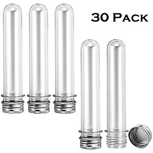 30 Pack 45 ML Plastic Test Tubes with Caps, Clear Bath Salt Tubes, Gumball Candy Container, Candy Storage Vials for Party Favors Science Experiment Home Décor(25x140mm)
