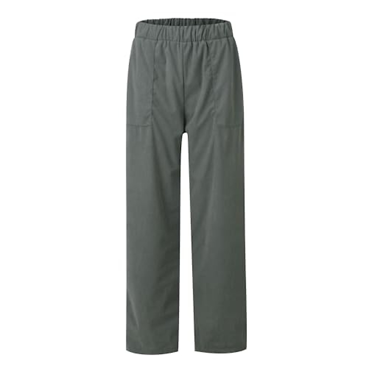 Corduroy Pants Women Fall Women's Work Pants Womens Elastic Waist Pants Womens Trousers High Waisted Straight Leg Pants Palazzo Pants Winter with Pockets Gray XL