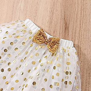 vivifayee Toddler Kids Baby Girls Birthday Princess Outfits Vest Sleeveless T Shirt Polka Dots Tutu Skirt Set with Crown 3Pcs Summer Dress